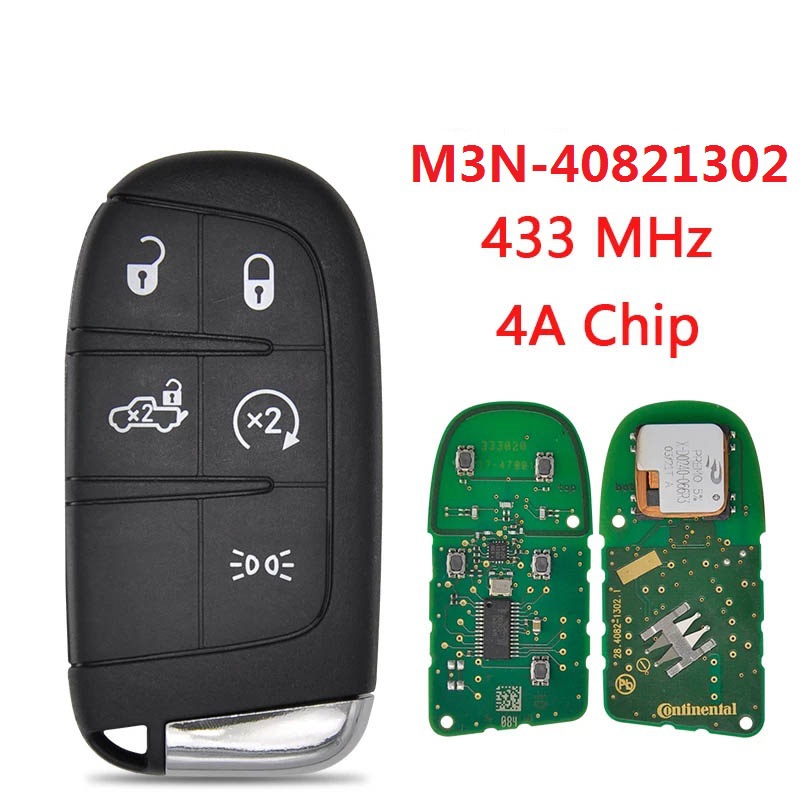 For Fiat 5-Button Smart Key 4A Chip 433MHz M3N-40821302